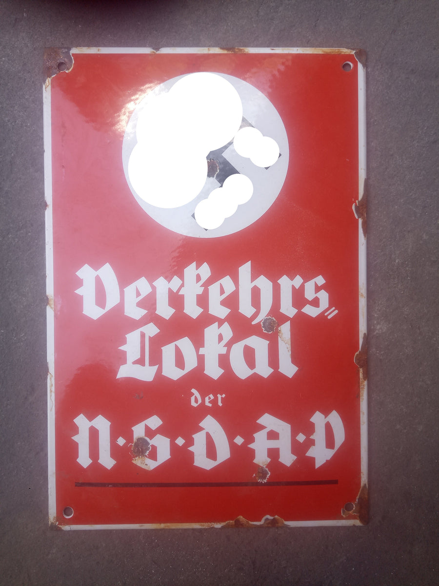 Rare Metal Sign - enameled - Verkehrslokal der NSDAP – Rheinland Militaria